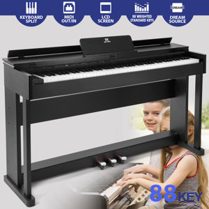 Mustar 88 Key Weighted Wooden Upright Digital Piano With 3-pedals，full Size Digital Piano 88 Key ...